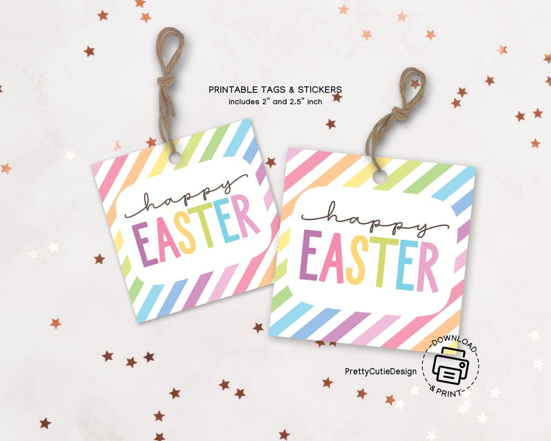 Easter Printable Gift Tags, Happy Easter Gift Tag Stickers, Easter ...