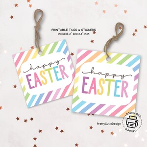 Easter Printable Gift Tags, Happy Easter Gift Tag Stickers, Easter ...