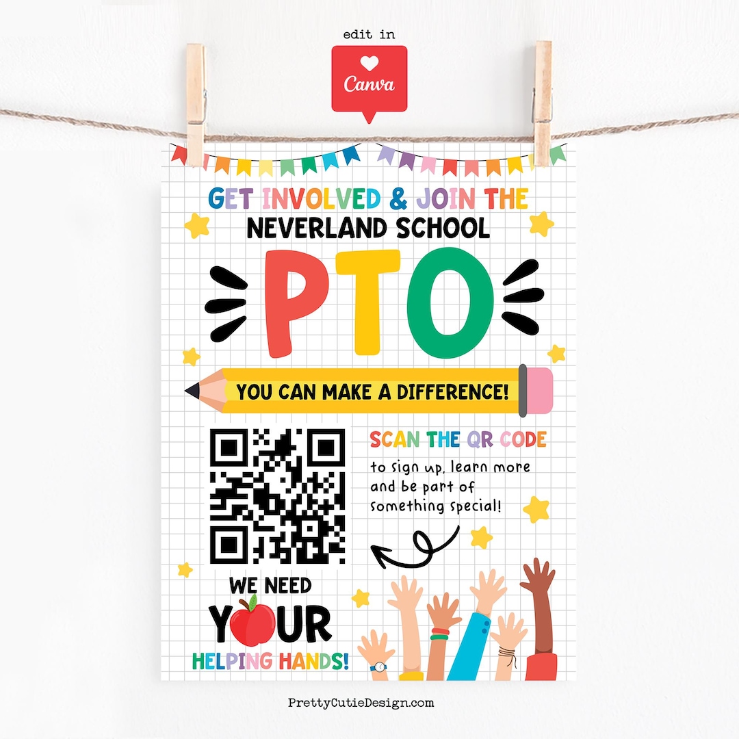 Editable School PTO PTA Flyer Template, Canva Printable (digital ...