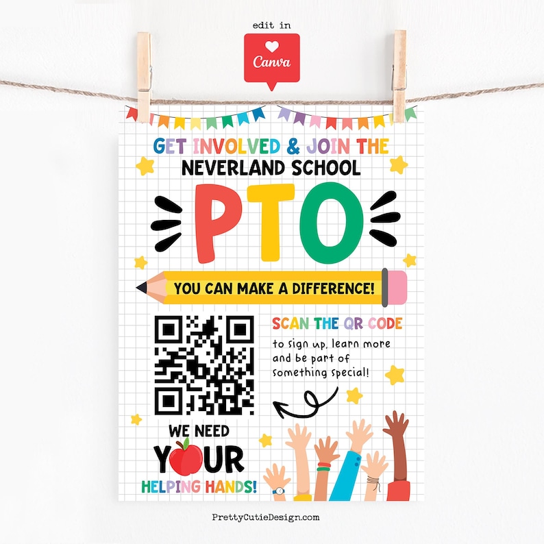 Editable School PTO PTA Flyer Template, Canva Printable (digital ...