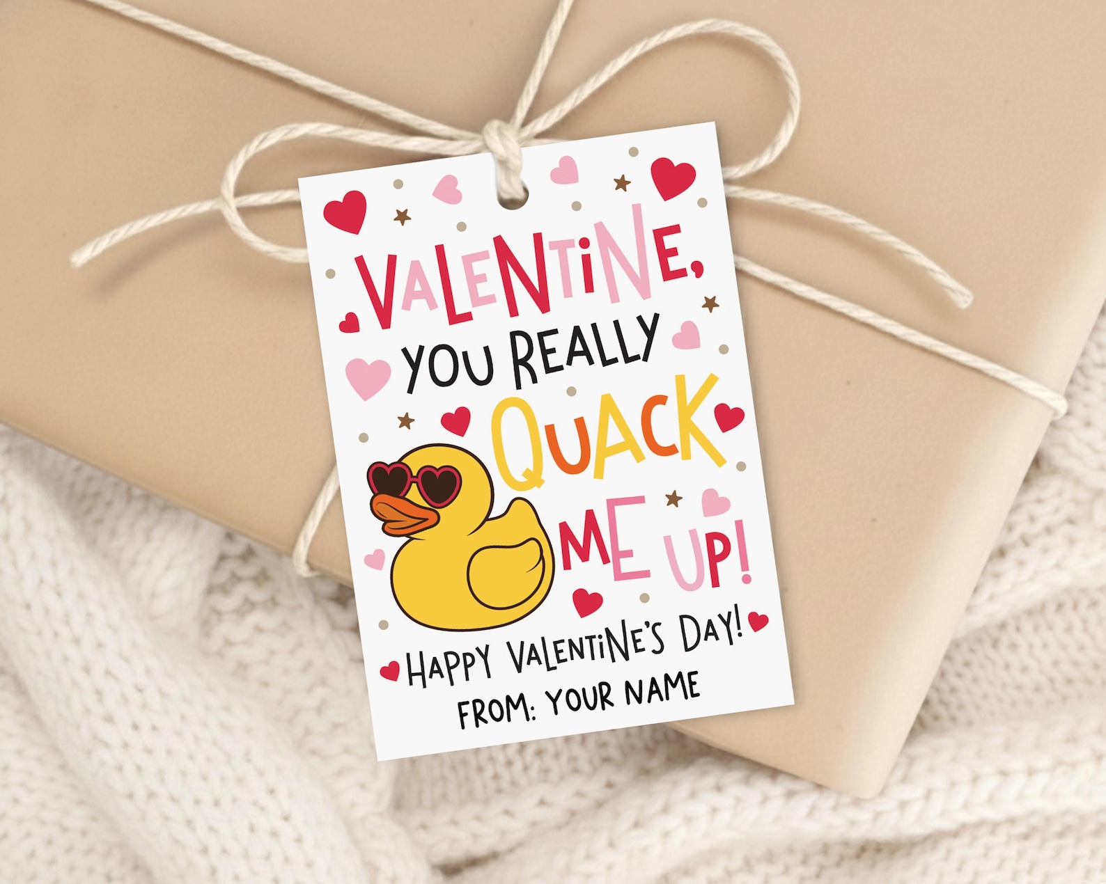 Rubber Duck Valentine's Day Gift Tags Printable, Kids Classroom Favor ...