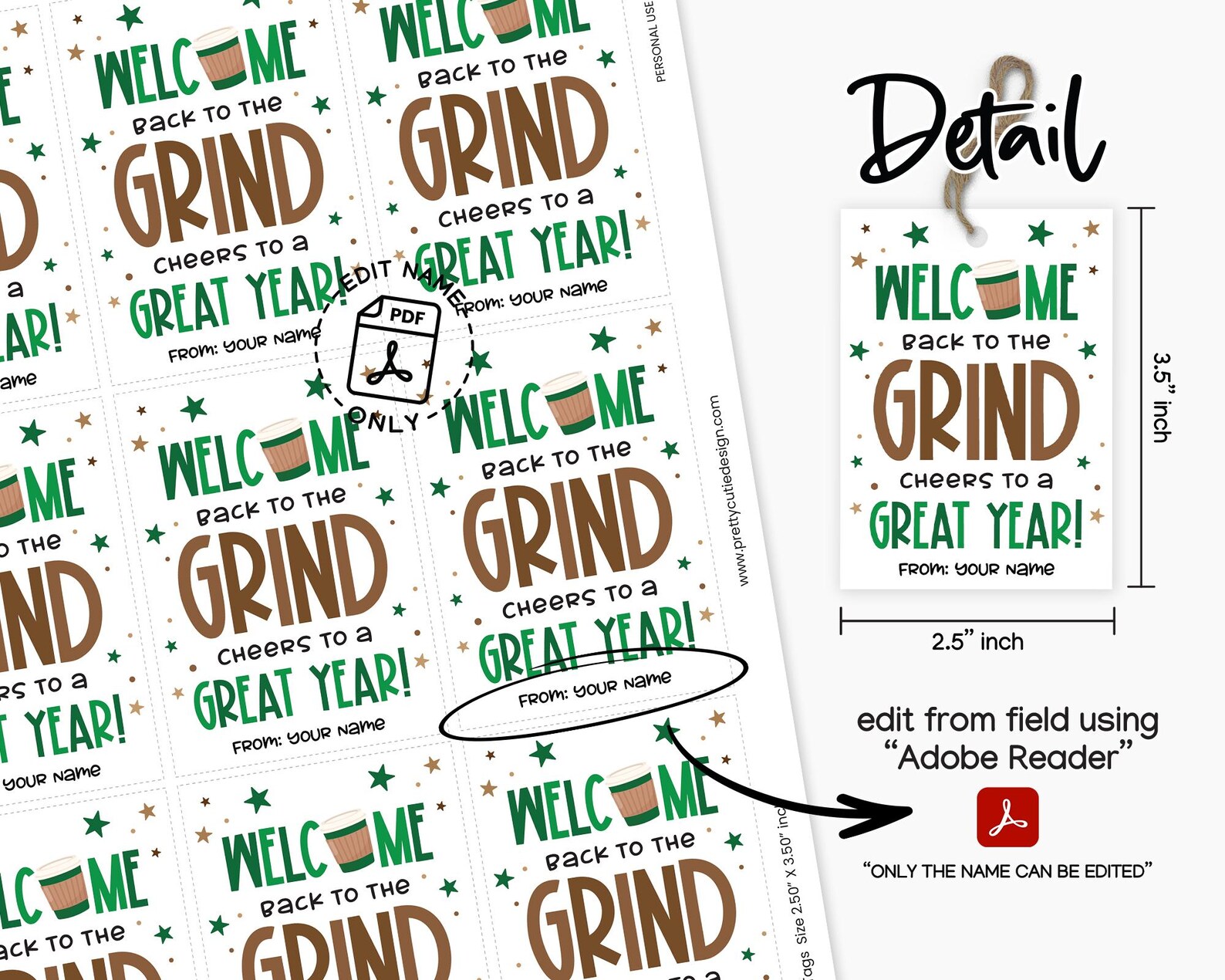 Teacher Coffee Gift Tag: First Day of School Printable (PDF Download ...