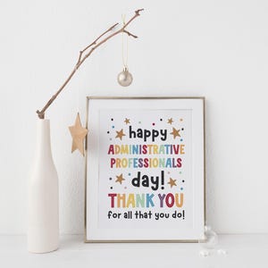 Administrative Professionals Day Sign Printable, Office Wall Art, Admin ...