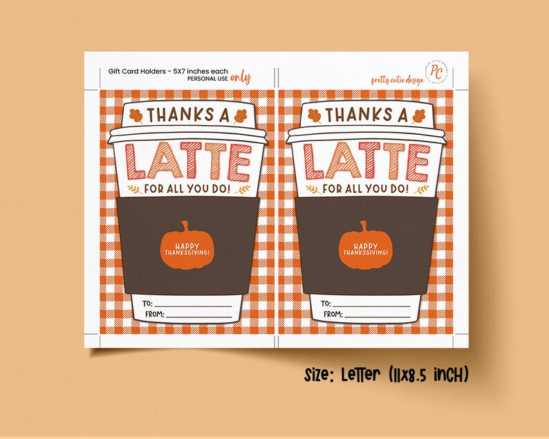 Thanks a Latte for All You Do Coffee Gift Card Holder - Etsy