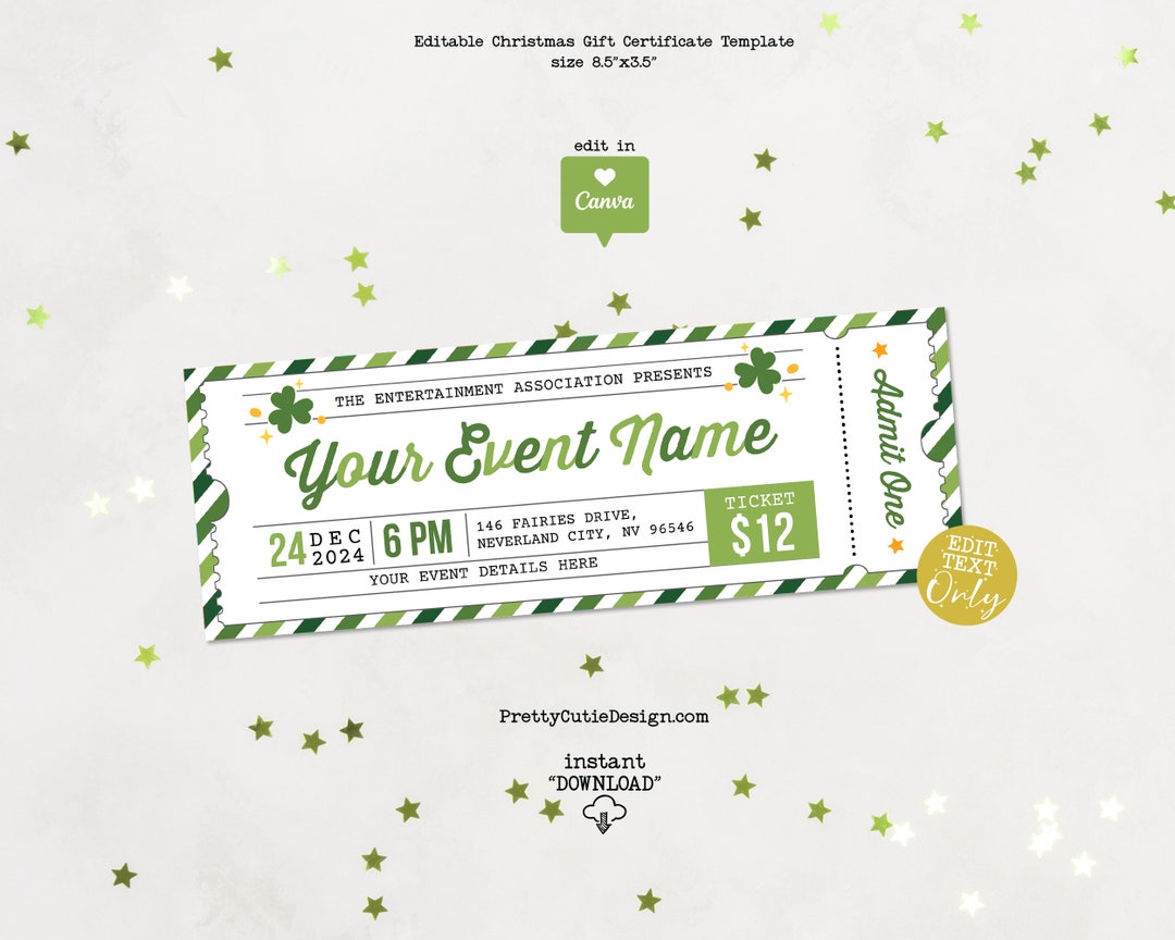 St Patricks Day Event Ticket Template, Event Ticket Design, Raffle ...