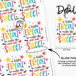 Last Day of School Gift Tags: Summer Treat Labels (printable) - Etsy