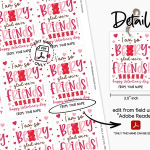 I'm so Beary Glad We Are Friends Valentine Gift Tag, Gummy Bear ...