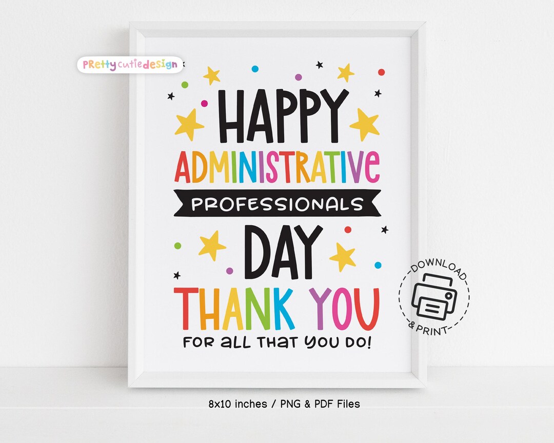 Administrative Professionals Day Sign Printable, Office Decor, Admin ...