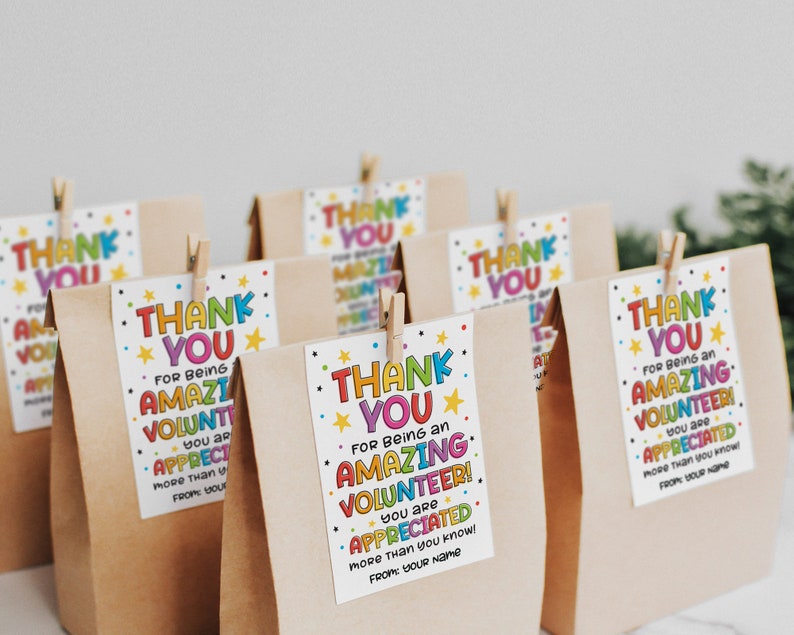 Volunteer Appreciation Gift Tags: Printable Thank You (PDF Pattern) - Etsy