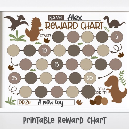 Dinosaur Reward Chart Simple Kids Reward Chart Behavior - Etsy