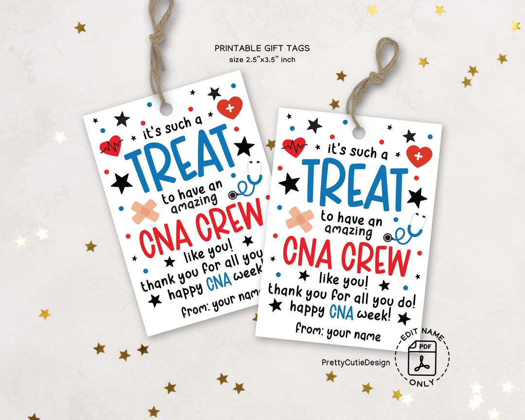 CNA Week Gift Tags, CNA Crew Appreciation Tags, Certified Nursing ...