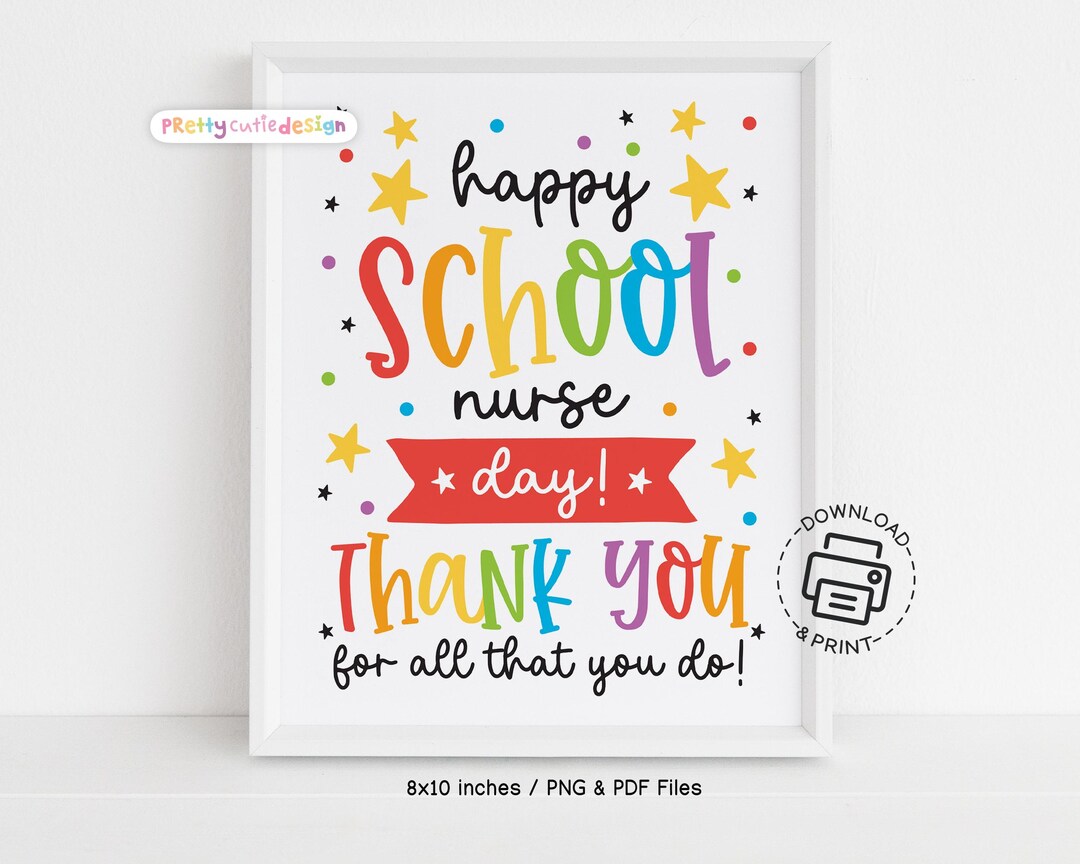 School Nurse Day Sign Printable, Happy School Nurse Appreciation Sign ...