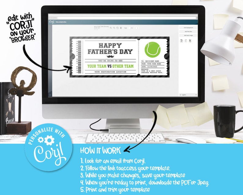 Father's Day Tennis Game Ticket Gift Voucher Custom - Etsy