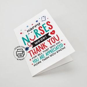 Nurse Appreciation Card, Happy Nurses Week Card Printable, Nurse ...