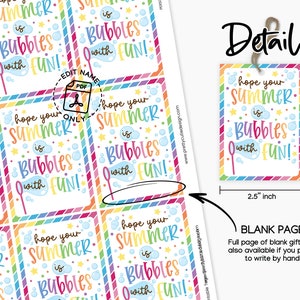 Bubble Summer Tag Printable, End of School Year Tags, End of School ...