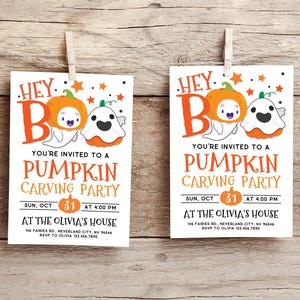 Editable Halloween Pumpkin Carving Invitation, Digital Party Invite ...