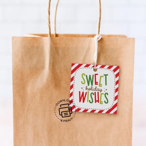 Sweet Holiday Wishes Gift Tags, Printable Square Xmas Tags, Christmas ...