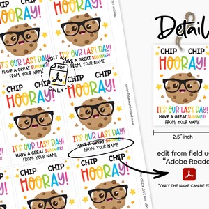 End of School Year Gift Tag, Last Day of School Gifts Tags, Chip Chip ...