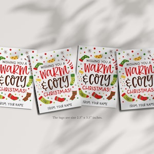 Fuzzy Socks Christmas Gift Tags, Wishing You a Warm and Cozy Christmas ...