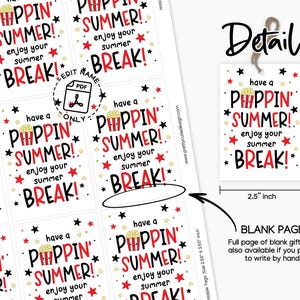 Poppin’ Summer Gift Tags, Last Day of School Printable, Popcorn Theme ...