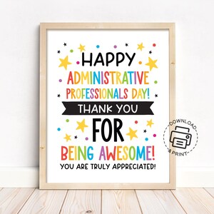 Administrative Professionals Day Sign Printable, Office Wall Art, Admin ...