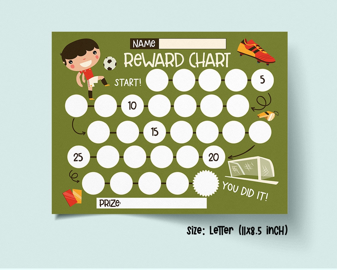 Soccer Reward Chart for Kids for Kids Simple Kids Reward | Etsy