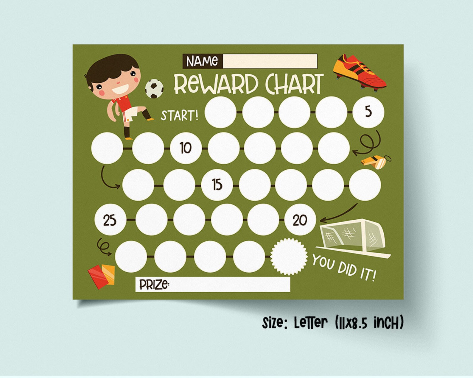 Soccer Reward Chart for Kids for Kids Simple Kids Reward | Etsy