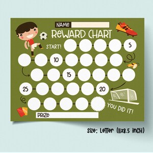 Soccer Reward Chart for Kids for Kids, Simple Kids Reward Chart, Sport ...