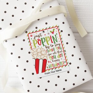 Poppin' by to Say Thank You Gift Tags, Christmas Popcorn Hang Tags ...
