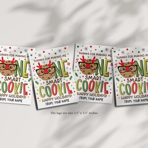 Christmas Gift Tags Printable, One Smart Cookie Holiday, Student ...