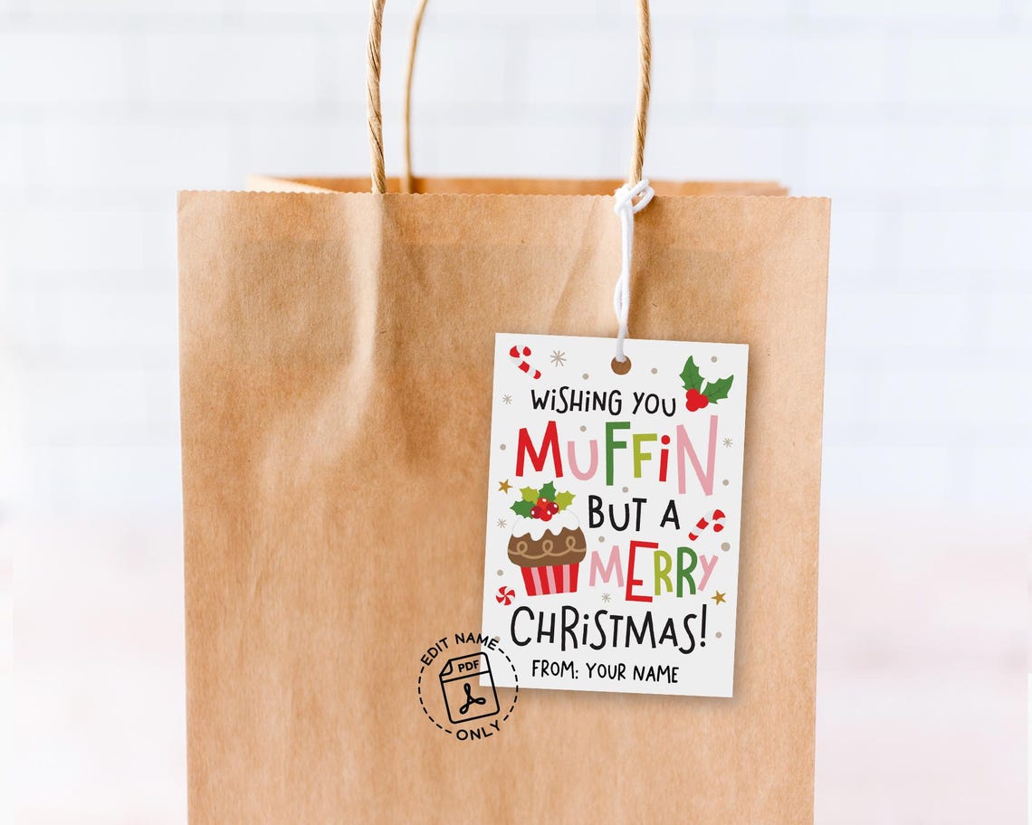 Christmas Muffin Gift Tags Printable, Bakery Treat Labels for Holiday ...