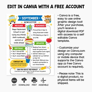 Editable September Classroom Newsletter Template: Back to School Flyer ...