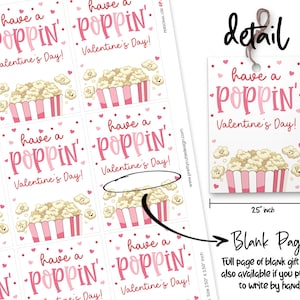 Have A Popping Valentine's Day Gift Tag, Valentines Gift Tags, Popcorn ...