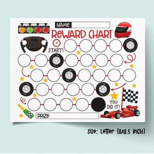 Race Car Reward Chart for Kids (instant Download) - Etsy