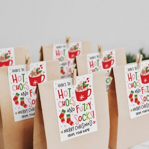Christmas Gift Tags Printable, Hot Chocs and Fuzzy Socks, Teacher ...