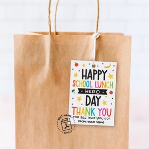 School Lunch Hero Day Gift Tag Printable, School Lunch Lady Tag, School ...