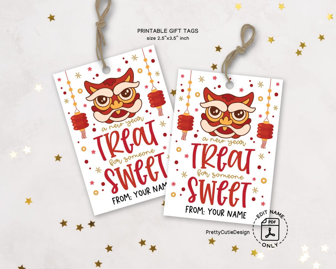 Lunar New Year Gift Tag, Chinese New Year Party Favor Tag, A New Year ...