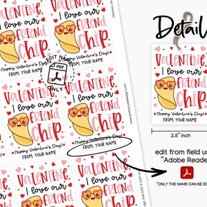 Potato Chip Valentine Gift Tag Printable, Friend Pun, Classroom Treat ...
