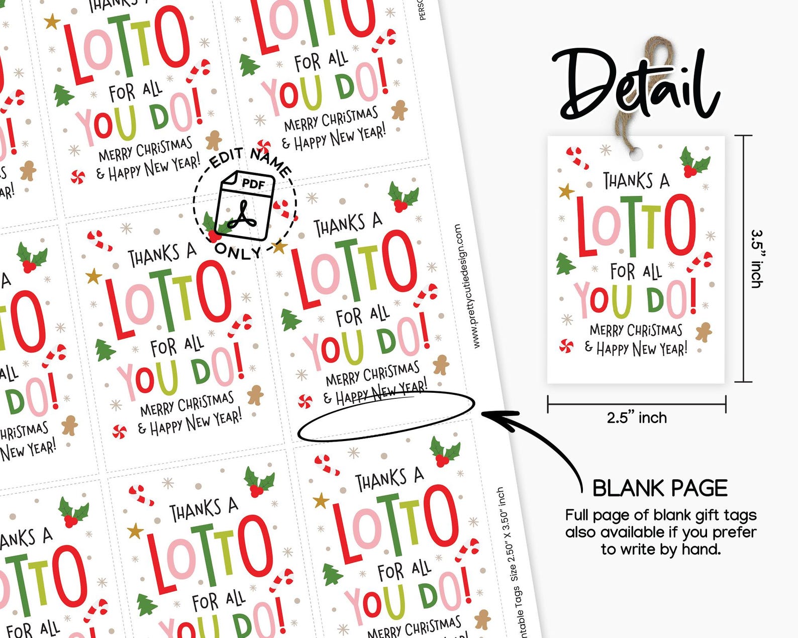Christmas Lottery Ticket Gift Tags, Thanks a Lotto Printable ...