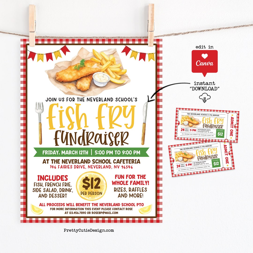 Fish Fry Fundraiser Flyer Template, Fish Fry Flyer School Fundraiser ...