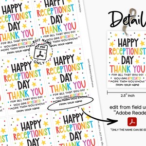 Receptionists Day Gift Tag Printable, Receptionist Day Card ...