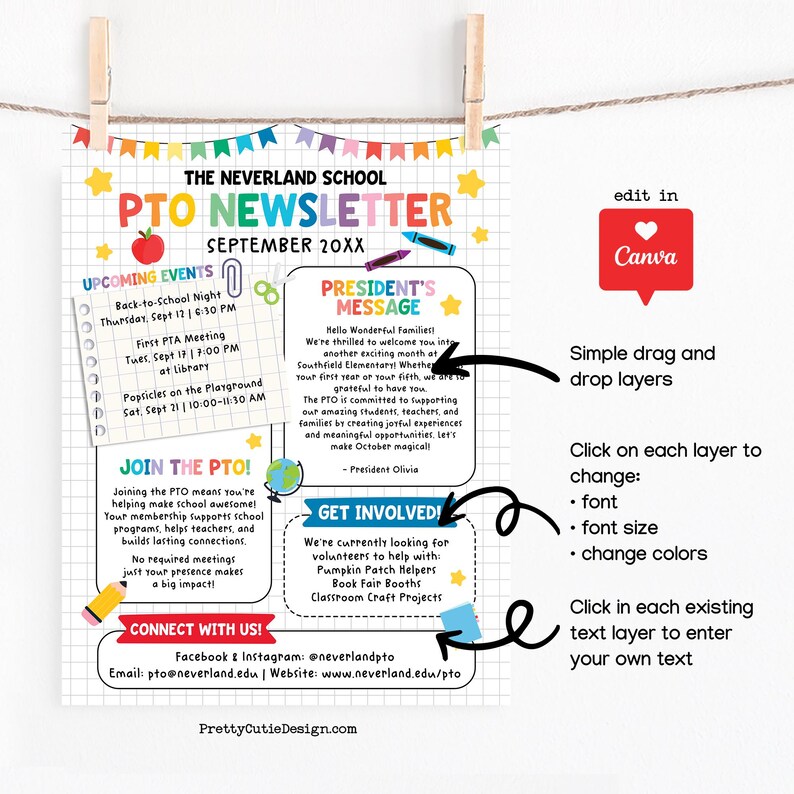 Editable School Newsletter Flyer Template: PTO PTA Canva Design ...