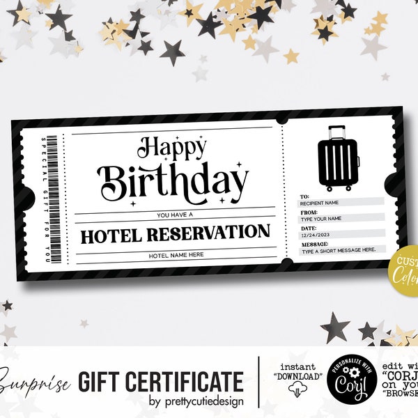Hotel Reservation Gift Certificate Template - Etsy
