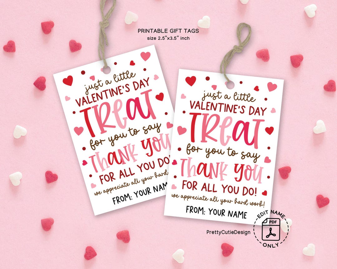 Valentine Thank You Printable Tags, Coworker Valentine Gift Tags ...