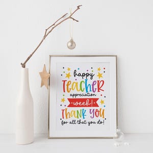 Happy Teacher Appreciation Week Sign Printable, Thank You Teacher ...