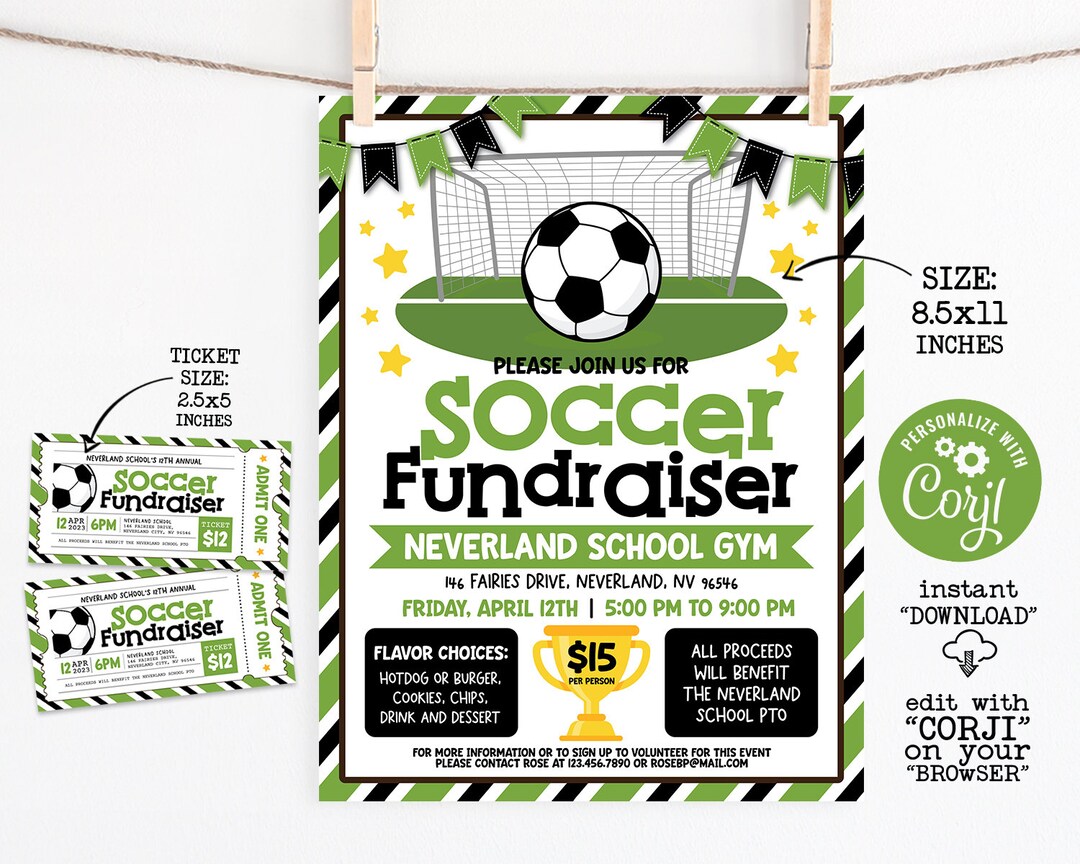 Editable Soccer Fundraiser Flyer and Ticket (Download Now) - Etsy