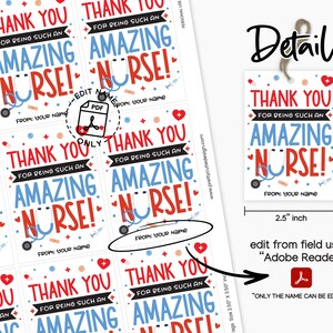 Nurse Appreciation Week Printable Gift Tags, Happy Nurses Week Gift Tag ...