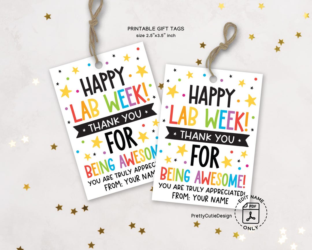 Lab Week Gift Tags Printable, Medical Laboratory Professionals Week ...