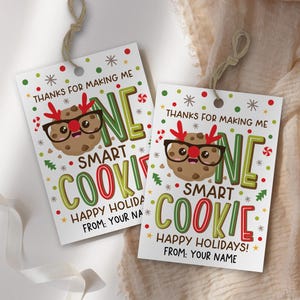 Christmas Cookie Gift Tag, Thank You for Making Me a Smart Cookie Tag ...