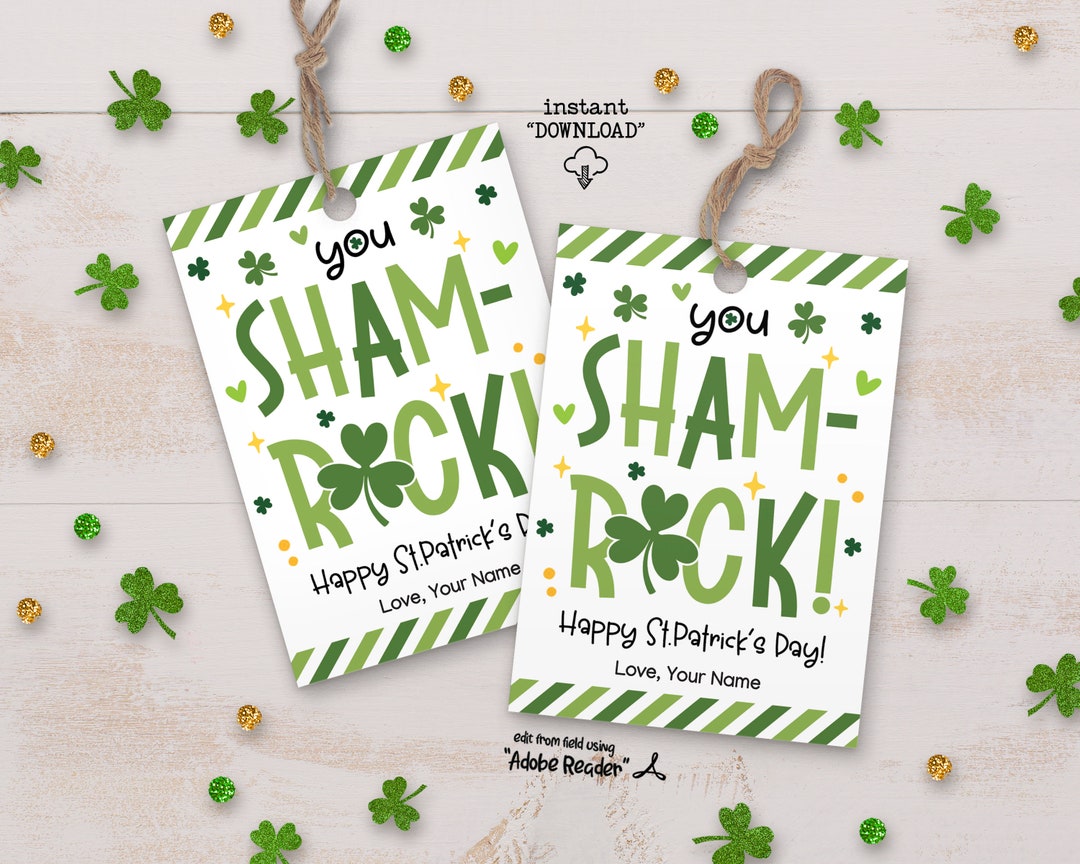 St Patricks Day Printable Tags, You Shamrock Gift Tag, Kids St Patricks ...